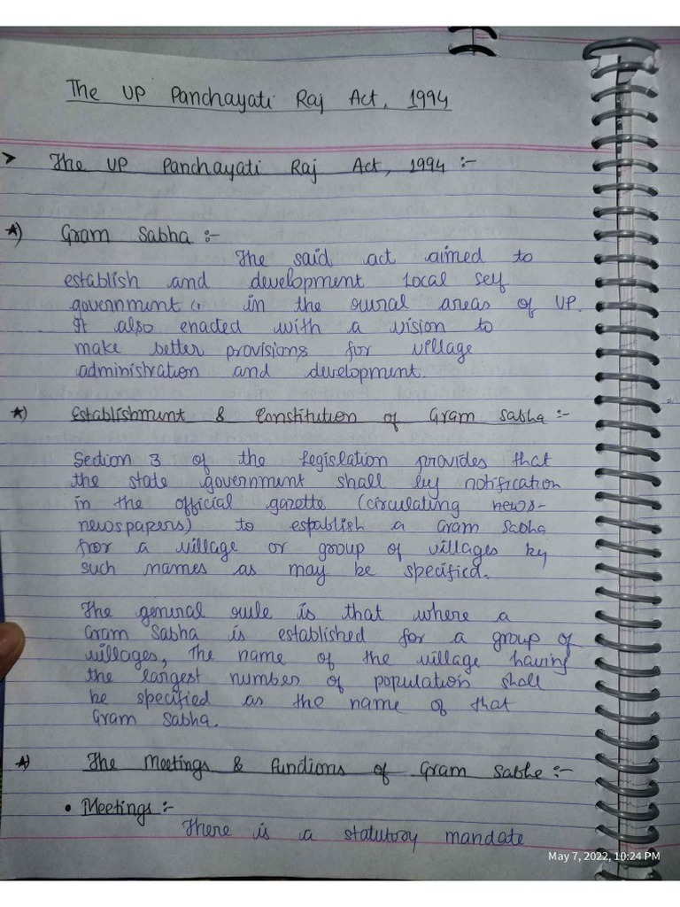 UP Panchayati Raj Act-1 | PDF