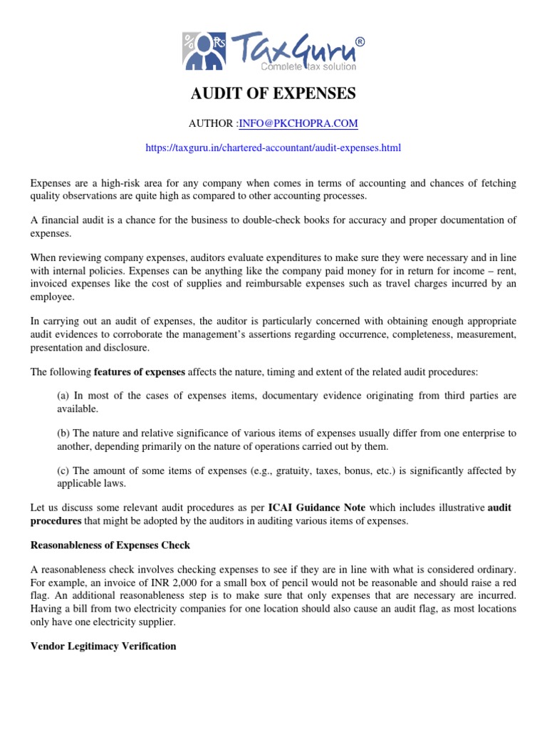 Audit of Expenses | PDF | Financial Audit | Audit