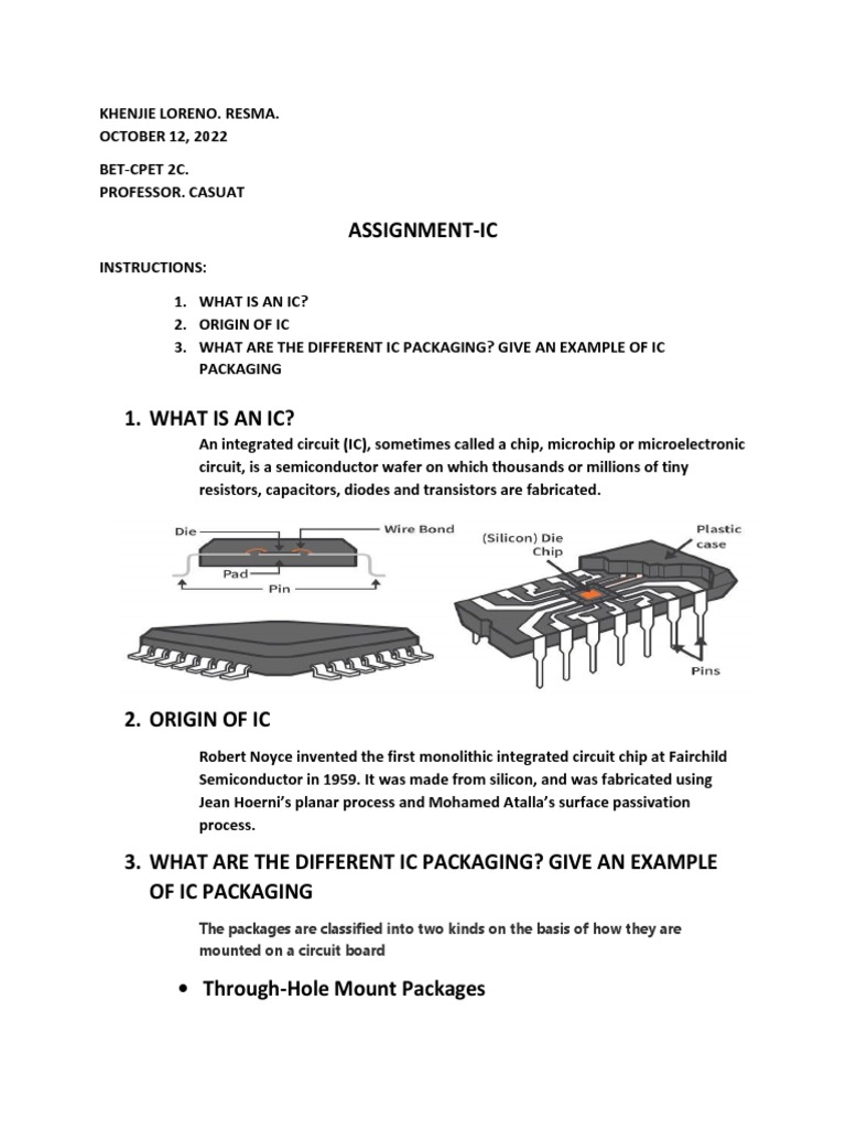 Resma Assignment Ic | PDF | Integrated Circuit | Electrical Equipment