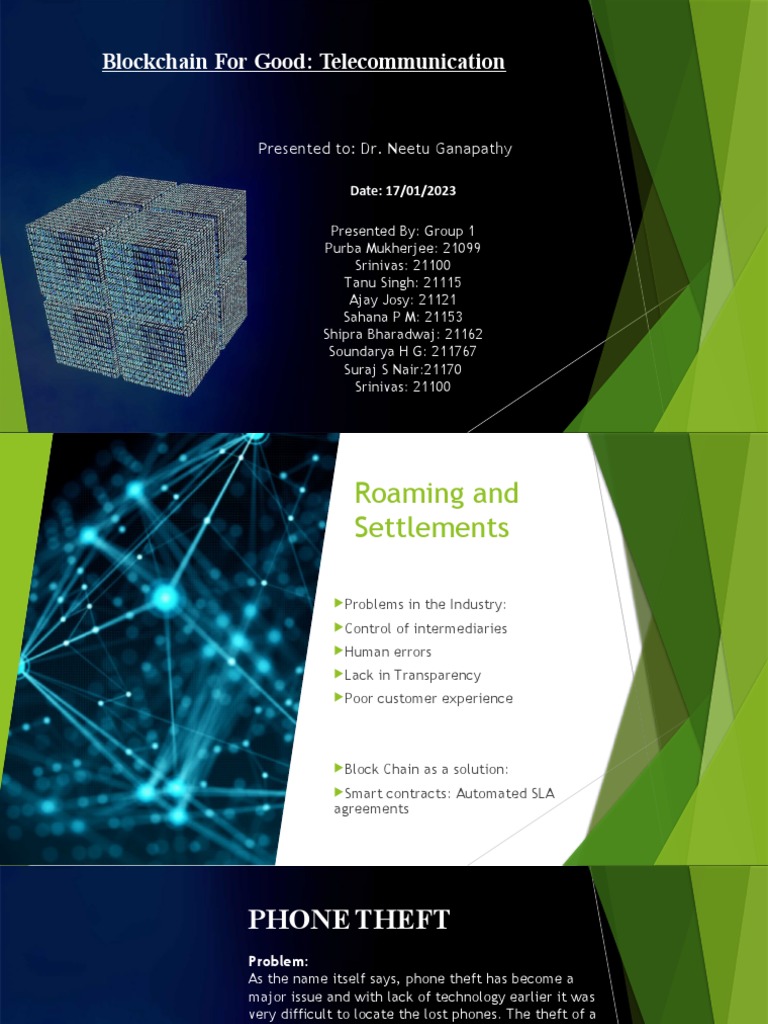 Blockchain For Good - Telecommunication Group 1 | PDF | Internet Of Things | Service Industries