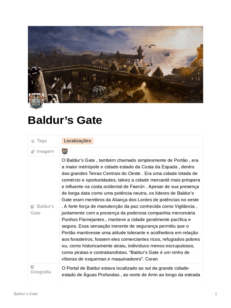Baldurs Gate | PDF | Cidade | Impostos