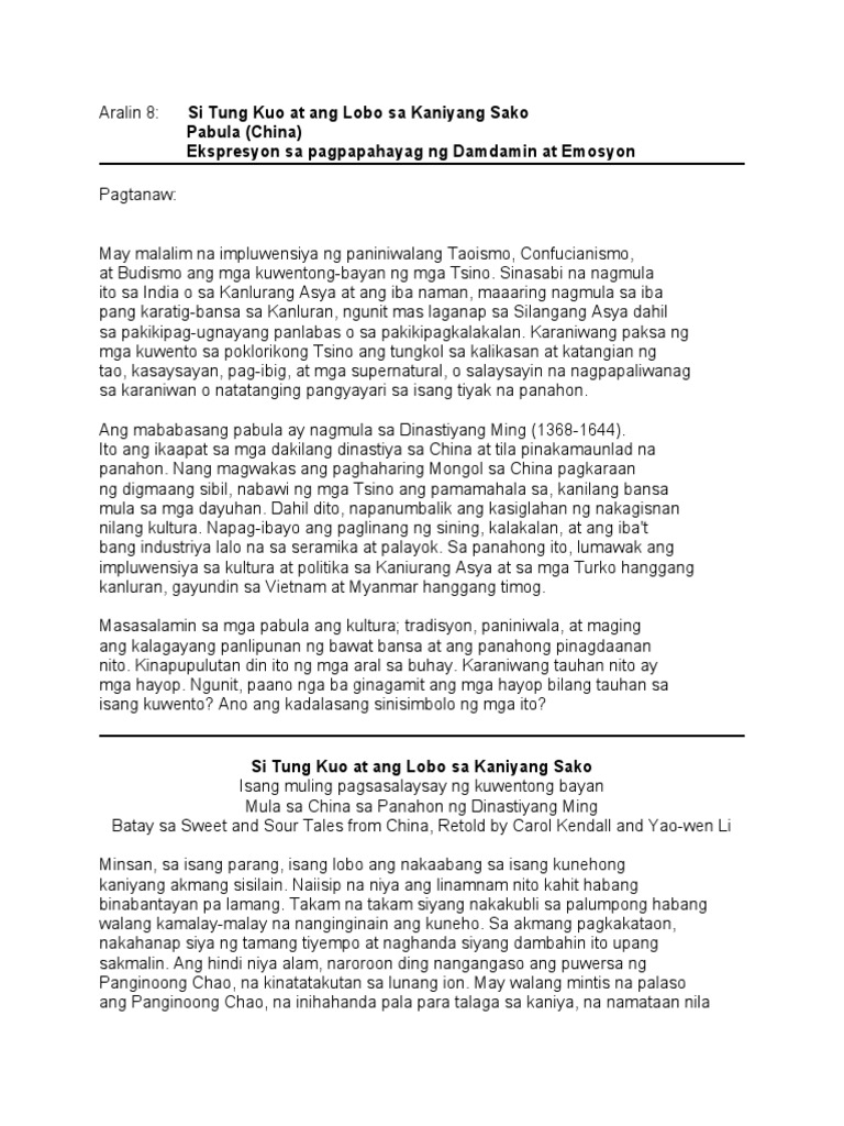 Filipino Aralin 8 | PDF