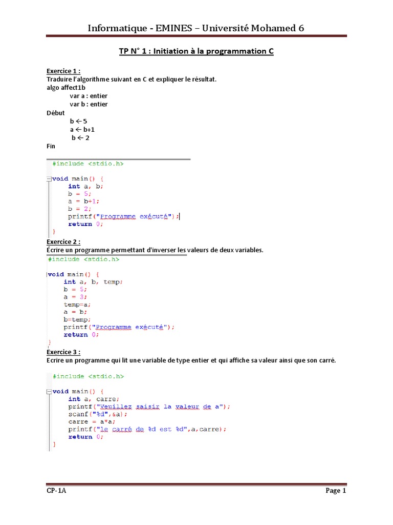 TP1 - C - Correction TP | PDF | Informatique | Informatique