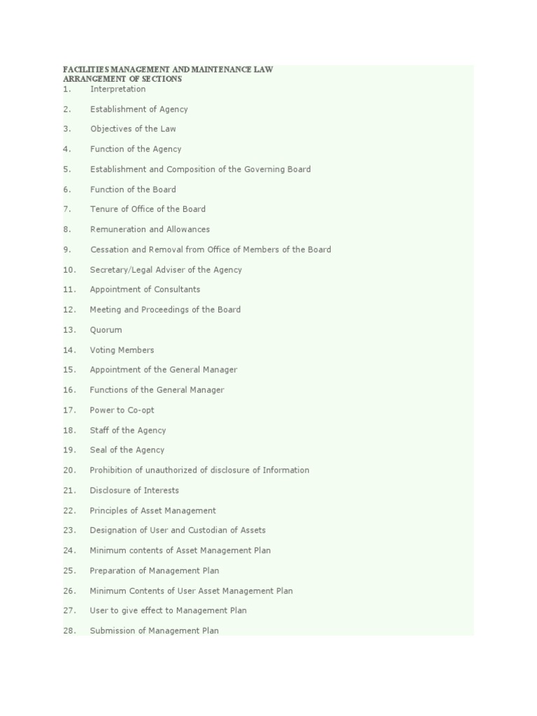 Facilities Management and Maintenance Law | PDF | Regulatory Compliance ...