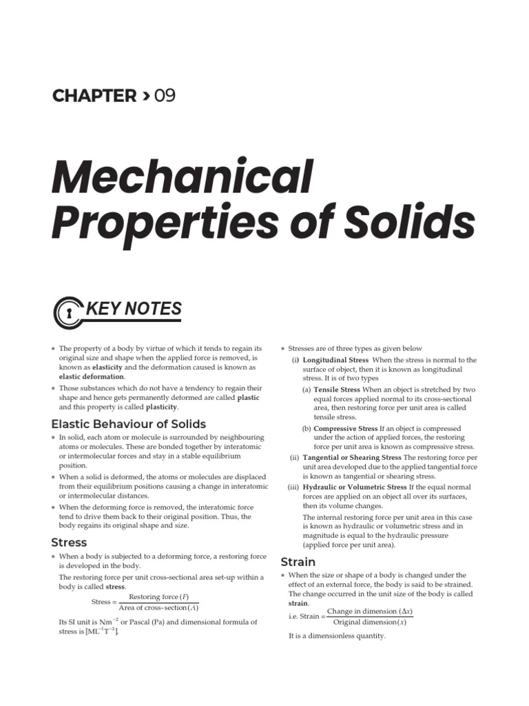 Mechanical Properties of Solids | PDF | Deformation (Engineering ...