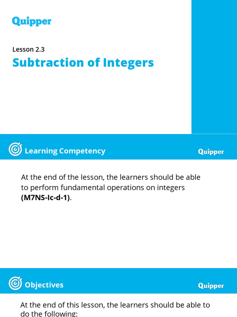 Subtracting Integers Explained | PDF | Subtraction | Elementary Mathematics