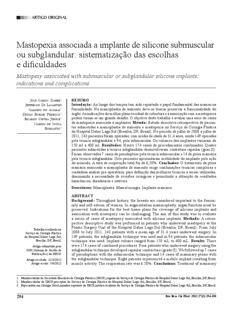 Mastopexia Artigo Pdf Seio Silicone
