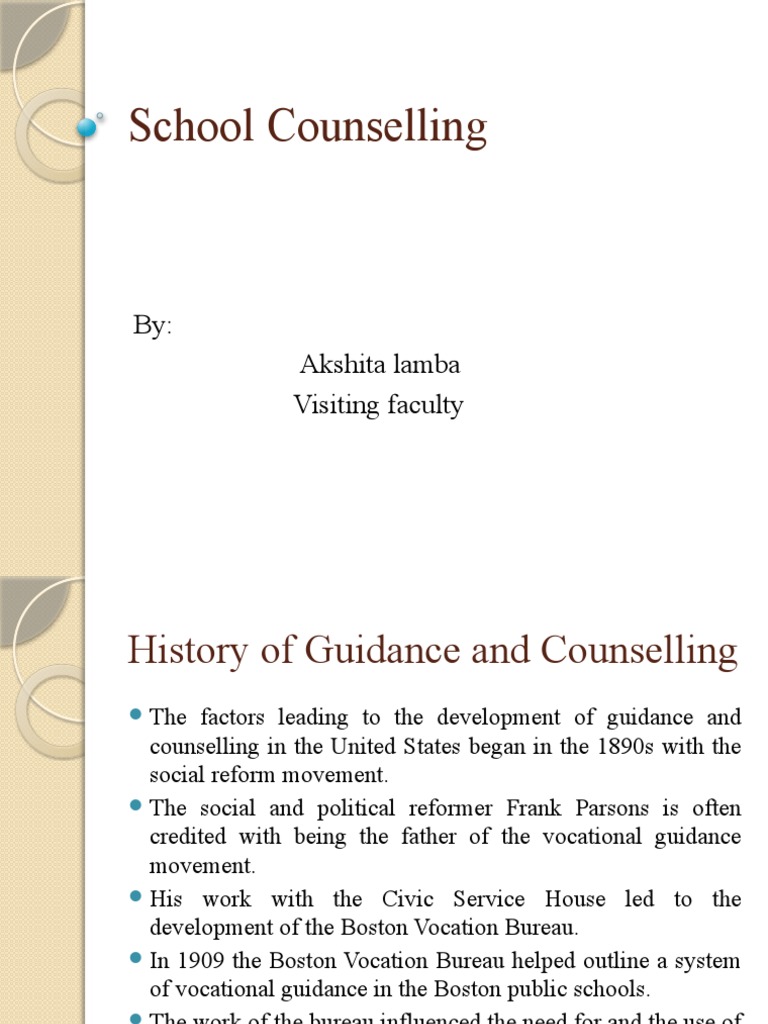 History and Importance of School Counselling | PDF | Curriculum ...