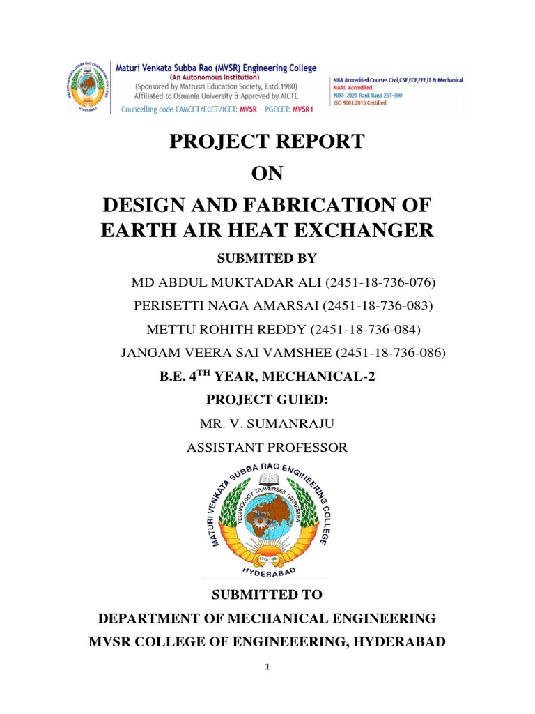 Analysis and Design of an Open Loop Earth Air Heat Exchanger for ...