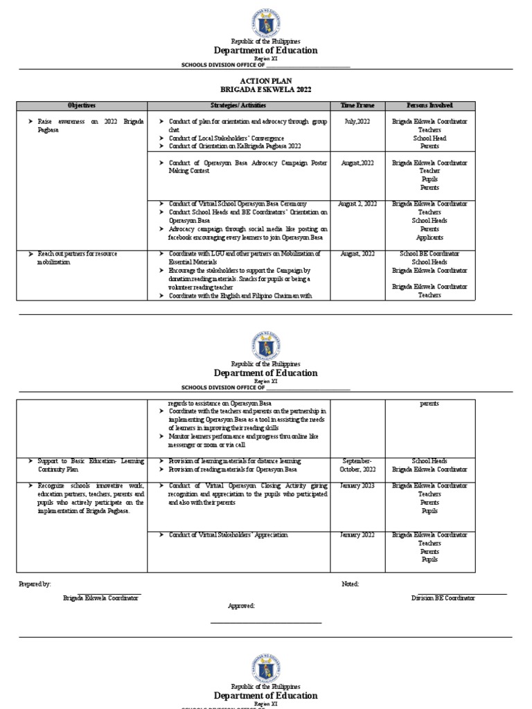 Brigada Eskwela Action Plan - Abg Files | PDF | Reading Comprehension ... Brigada Eskwela Action Plan - Abg Files | PDF | Reading Comprehension ...