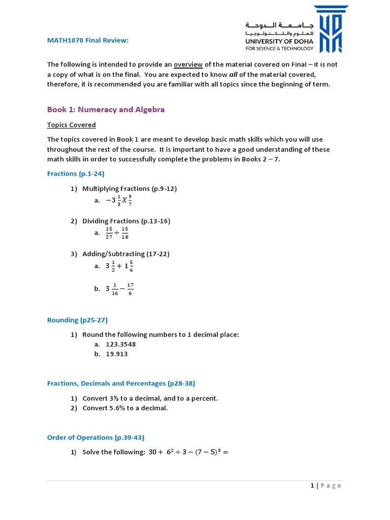 MATH1070 Final Review PDF | PDF | Interest | Logarithm