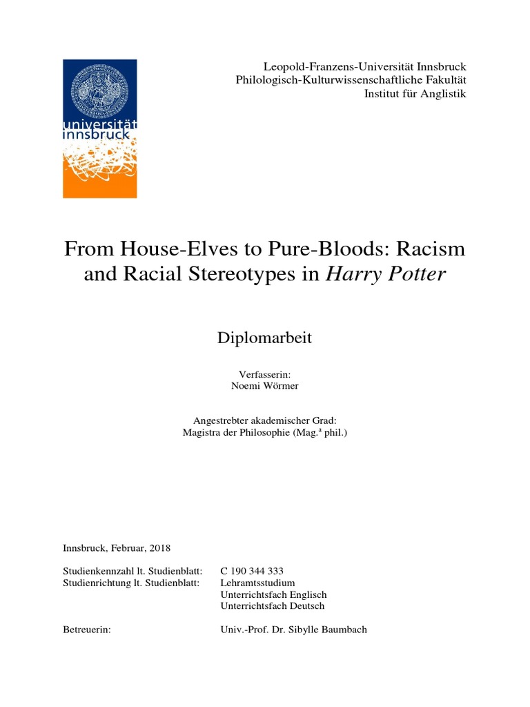 From House-Elves To Pure-Bloods Racism and Racial Stereotypes in Harry ...