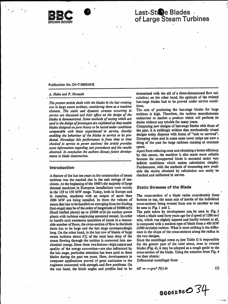 BBC Last Stage Blades Design | PDF | Stress (Mechanics) | Turbine