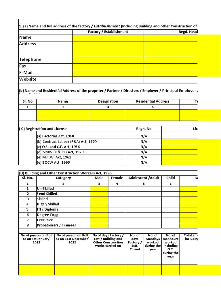 Factory Registration and Employee Details Report | PDF | Employment | Wage