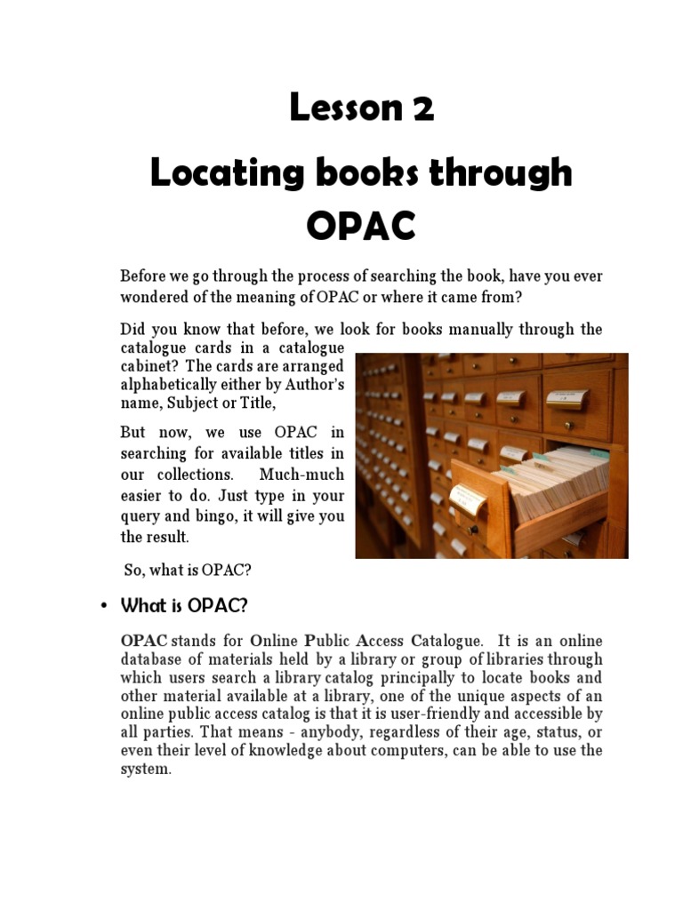 Lescture OPAC | PDF | Libraries | World Wide Web