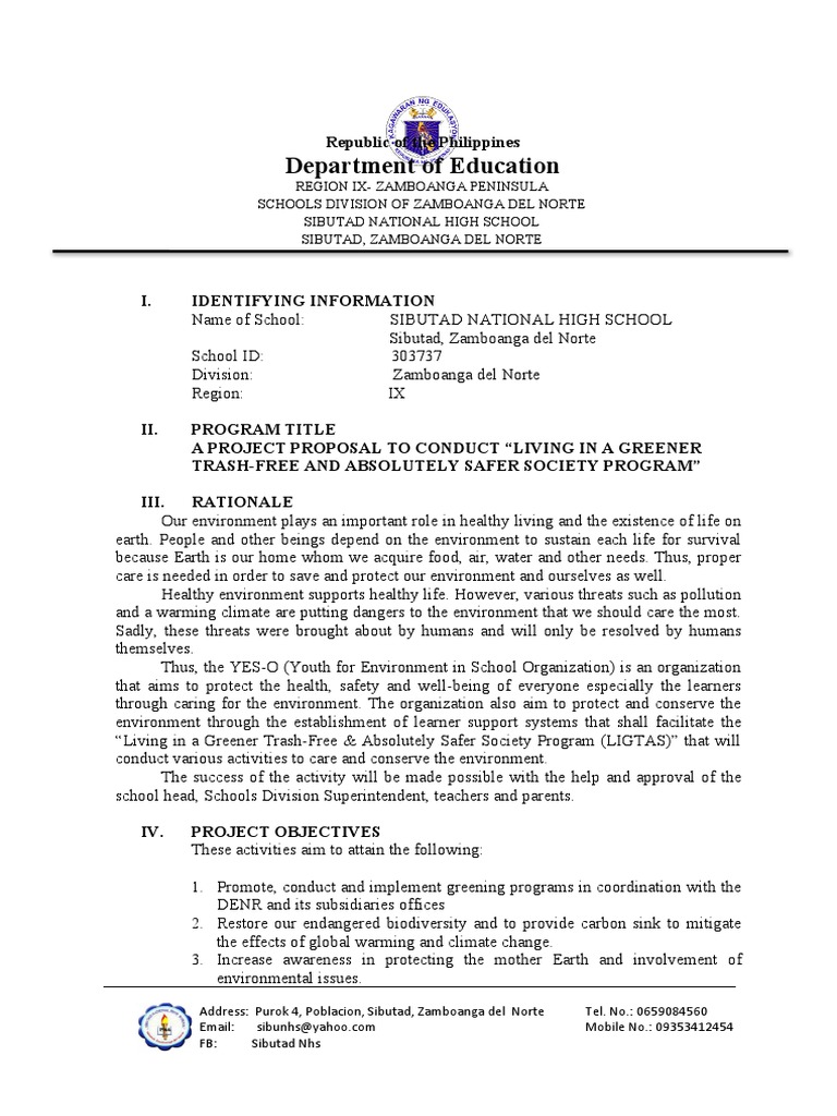 ACTIVITY PROPOSAL YES O Final | PDF | Natural Environment | Human ...