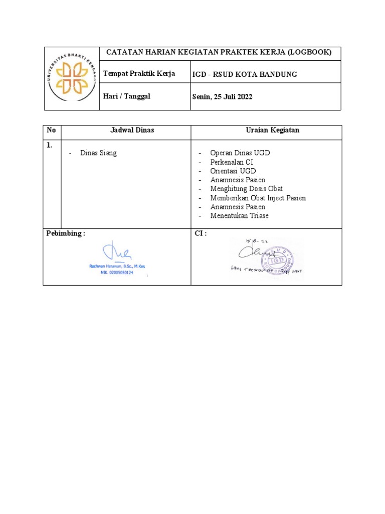 Logbook Praktik Kerja IGD RSUD | PDF