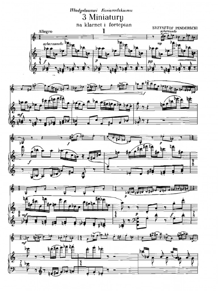Piano - 3 Minatures - Krzysztof Penderecki | PDF