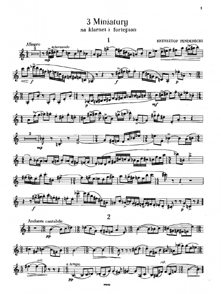 3 Minatures - Krzysztof Penderecki | PDF