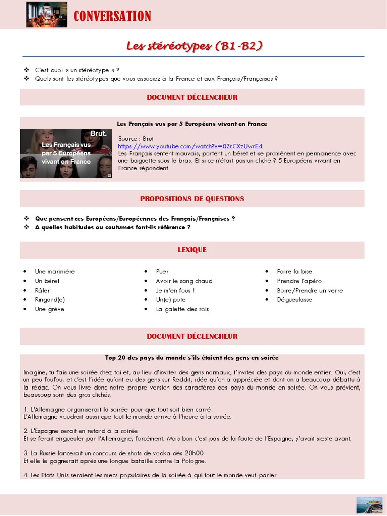 b1 b2 - Conversation - Les Stereotypes 3 | PDF | Échecs