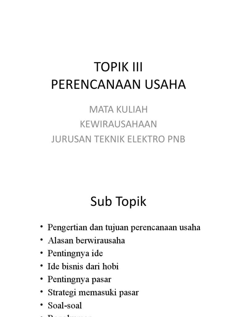 Topik4 - Perencanaan Usaha | PDF | Bisnis