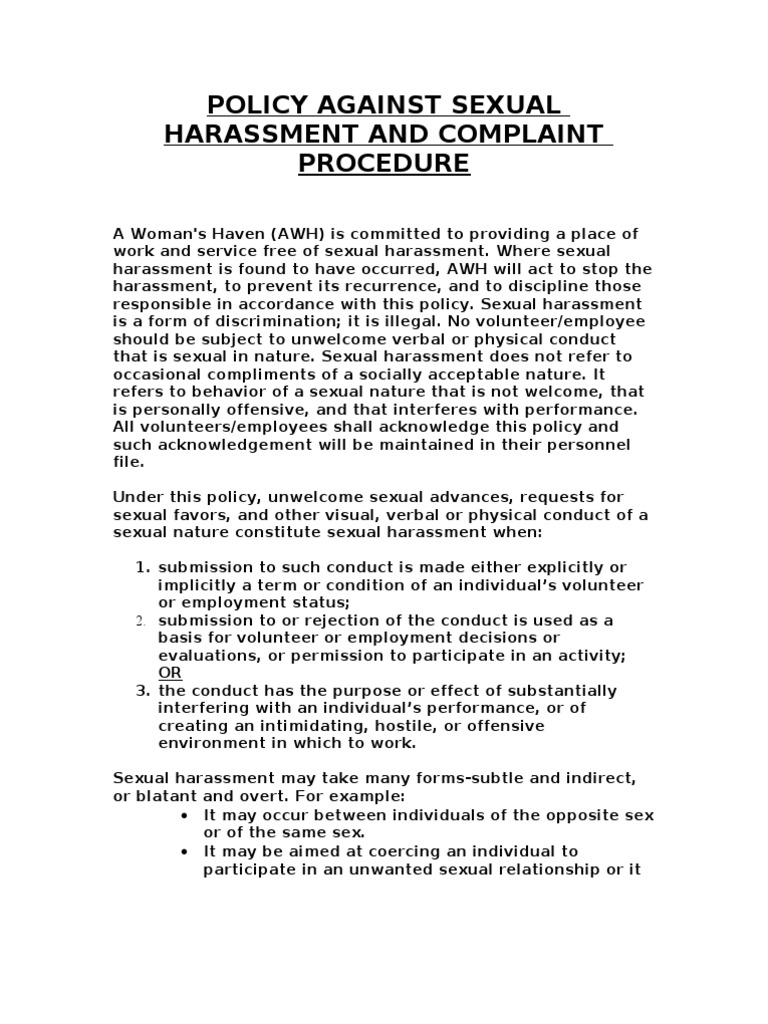 Sexual Harassment Procedure | PDF | Sexual Harassment | Harassment
