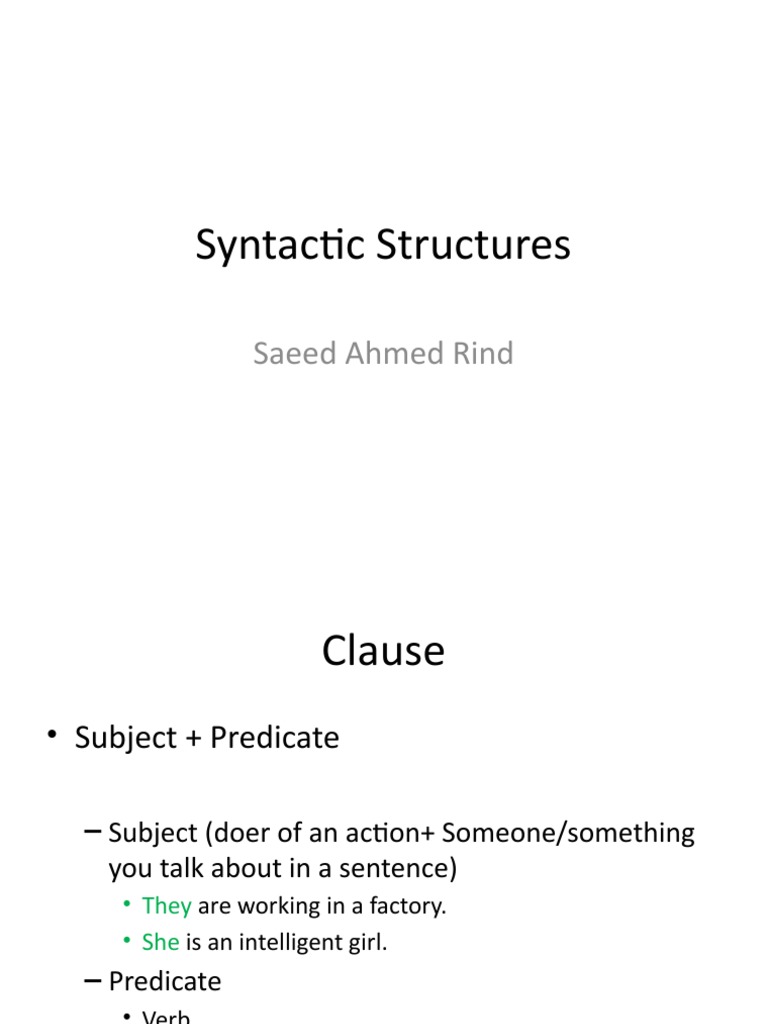 Syntactic Structures | PDF | Subject (Grammar) | Clause