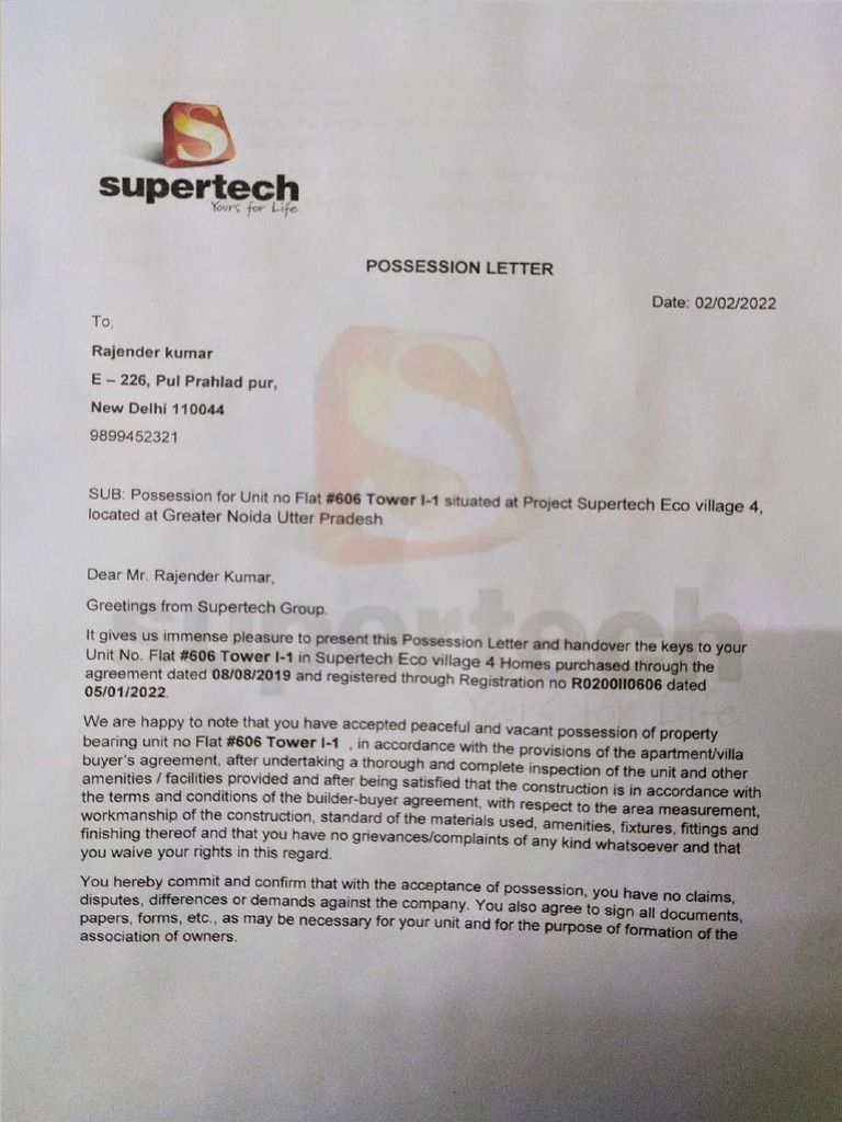 Possessionletter | PDF