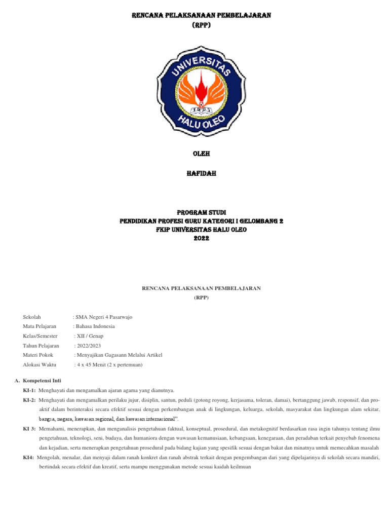 Pembuatan Rencana Aksi 1 (RPP) | PDF