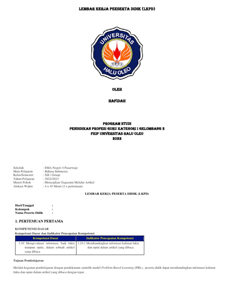 Pembuatan Rencana Aksi 1 (LKPD) | PDF