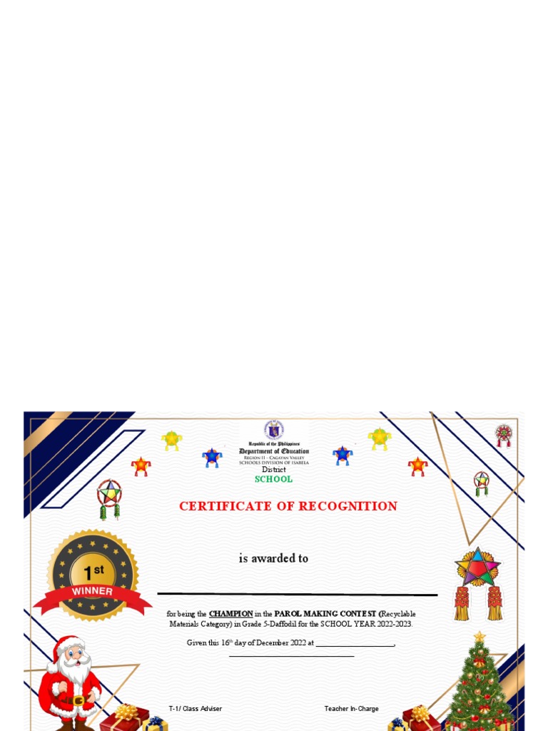 Certificate Parol 1ST Place | PDF | Art
