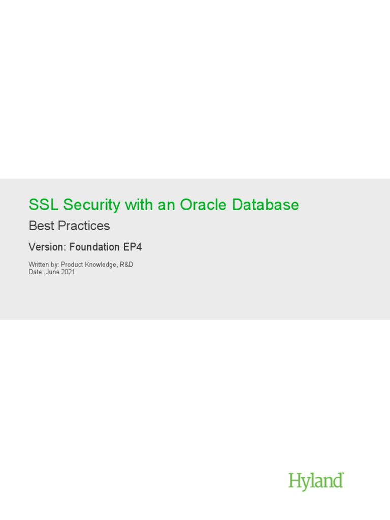SSL Security With An Oracle Database Best Practices Guide 7.7.x | PDF | Transport Layer Security ...