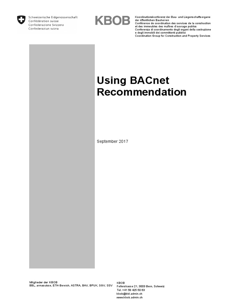 KBOB Empfehlung BACnet e 2017 v1.1 | PDF | Specification (Technical Standard) | Client–Server Model