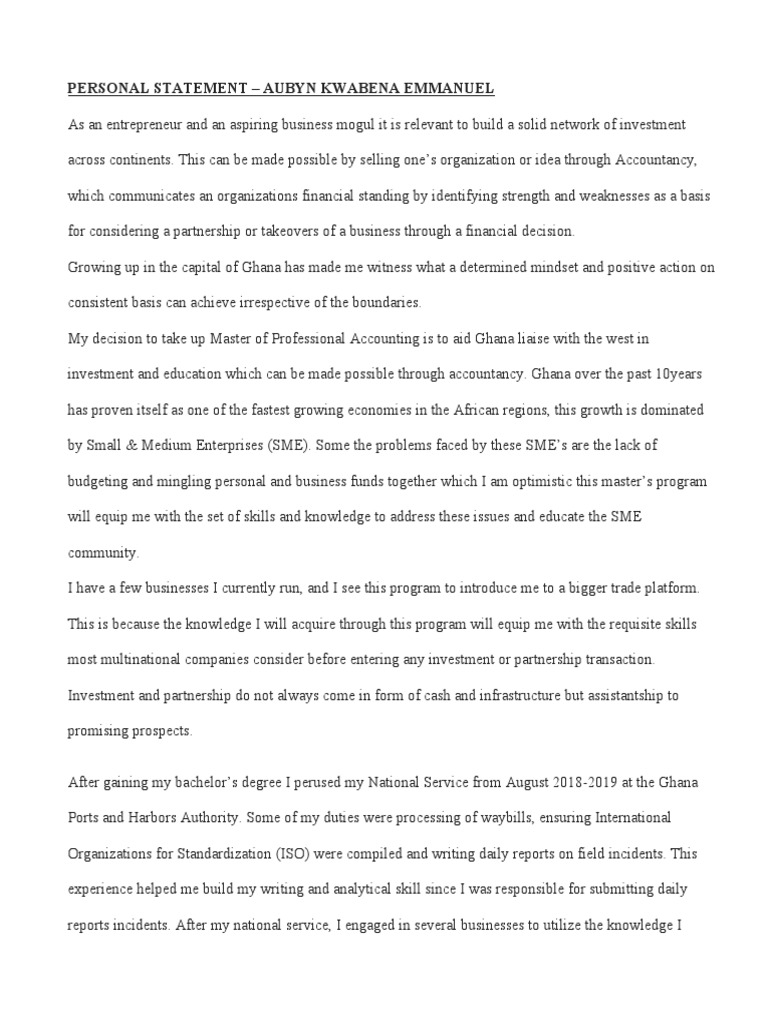 Clemson University Personal Statement | PDF | Accounting | Small And ...