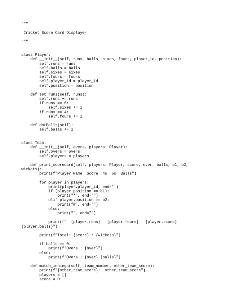 Cricket Score Python Automation Description | PDF | Summer Sports ...