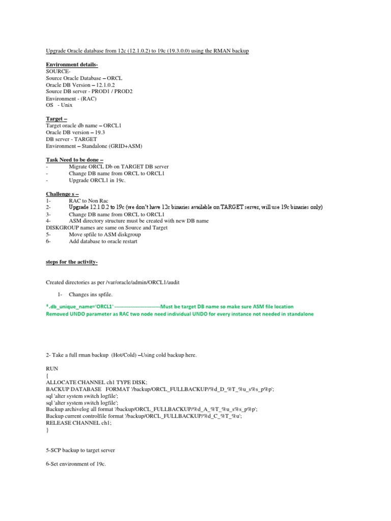 Upgrade Oracle Database From 12 1 0 2 To 19 3 0 0 Pdf Oracle Corporation Databases