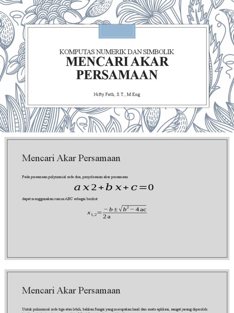 Pertemuan 3 - Mencari Akar Persamaan Metode Bisection | PDF