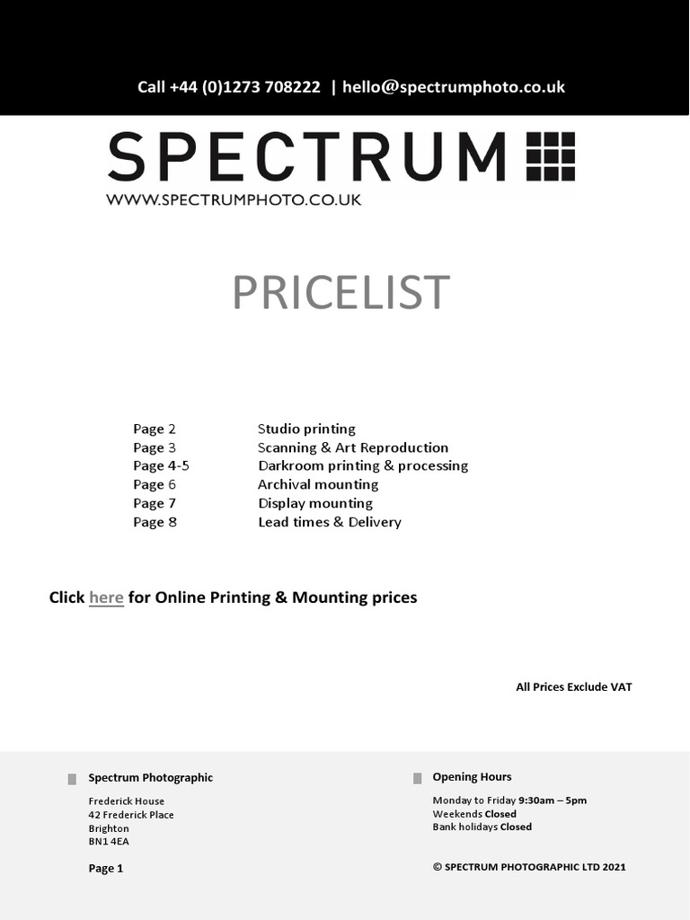 Spectrum Prices 2022 | PDF | Imaging | Equipment