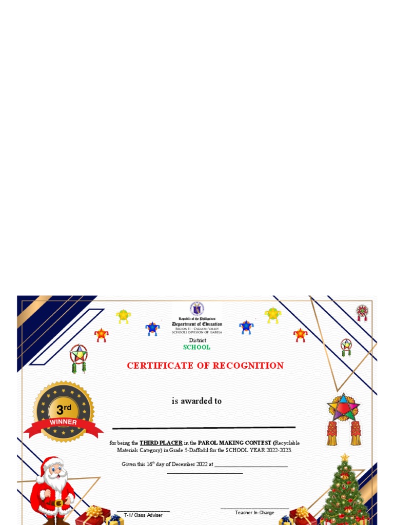 Grade 5 Parol Contest Award | PDF | Science & Mathematics