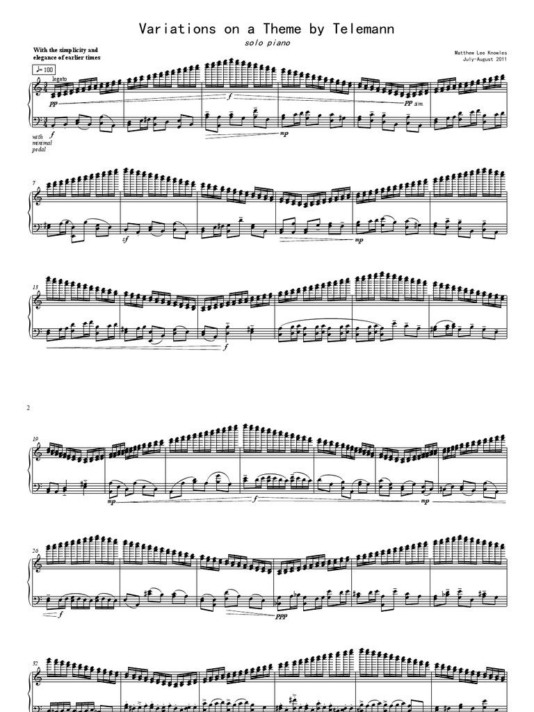 Variations On A Theme by Telemann | PDF | Variation (Music) | Classical ...