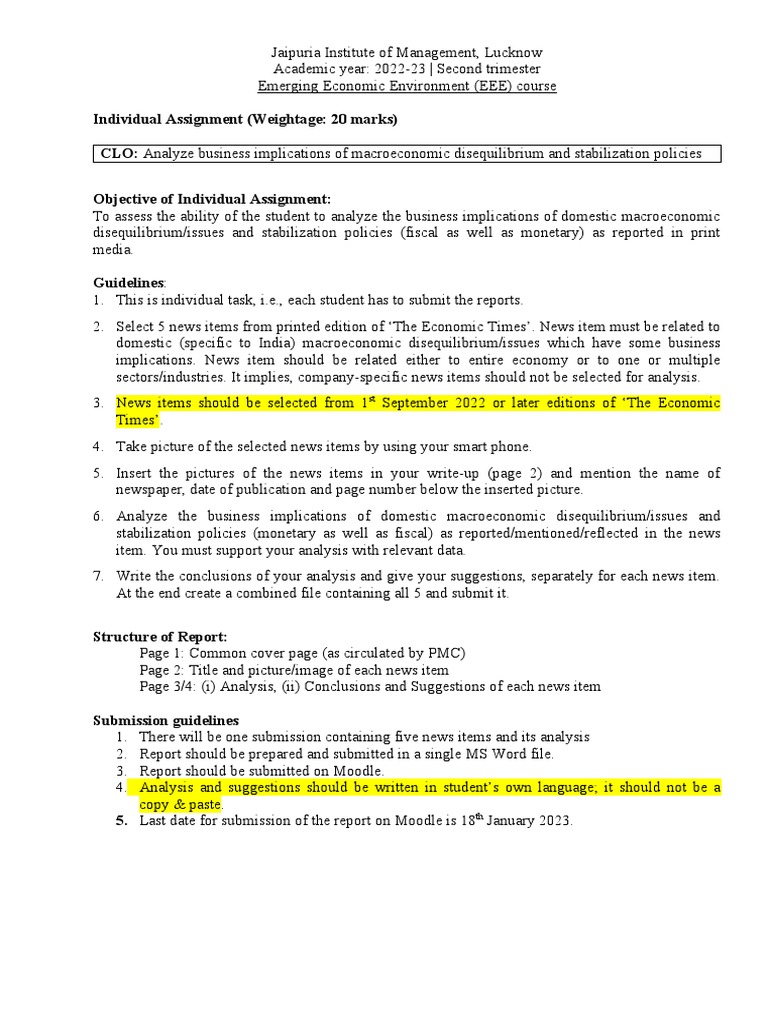EEE (2022-23) (Individual Assignment) | PDF