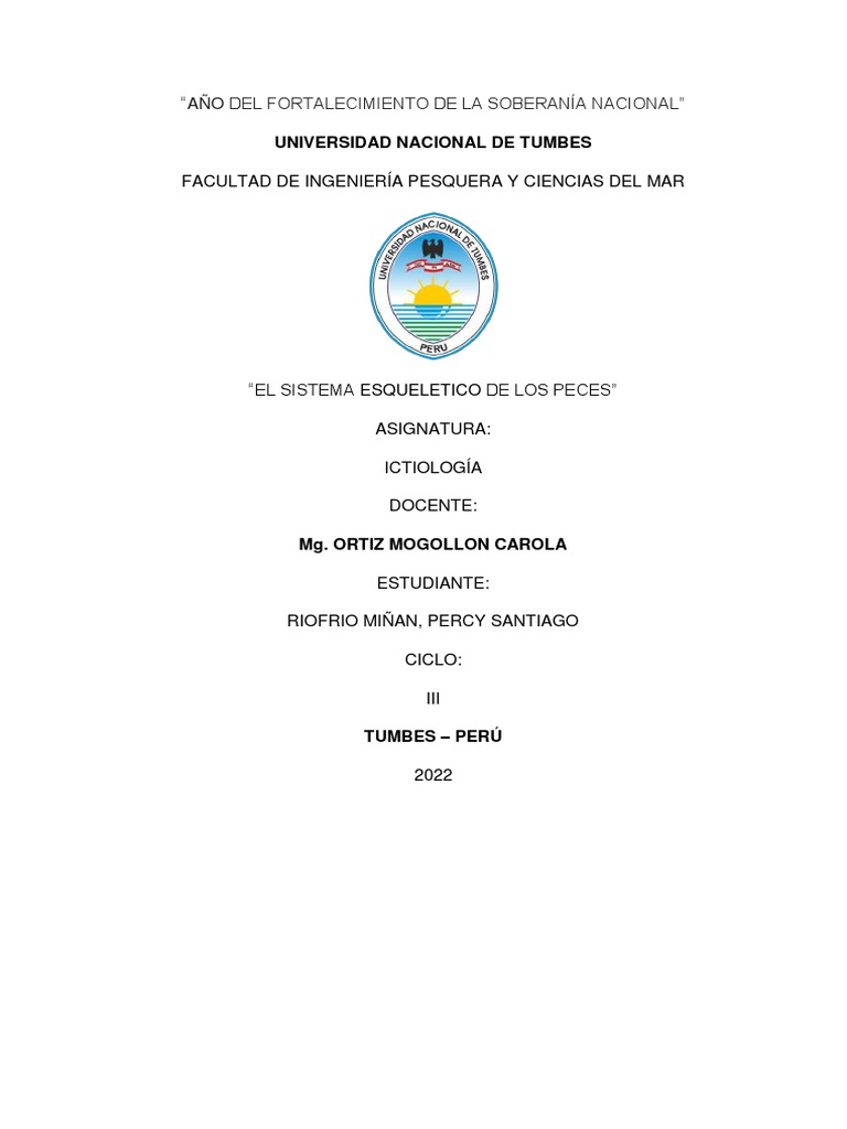 El Sistema Esquelético de Los Peces | PDF | Esqueleto | Hueso