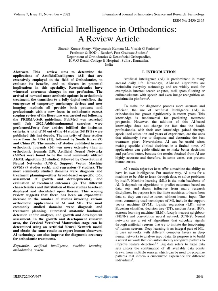 AI Transforming Orthodontics | PDF | Science & Mathematics | Computers