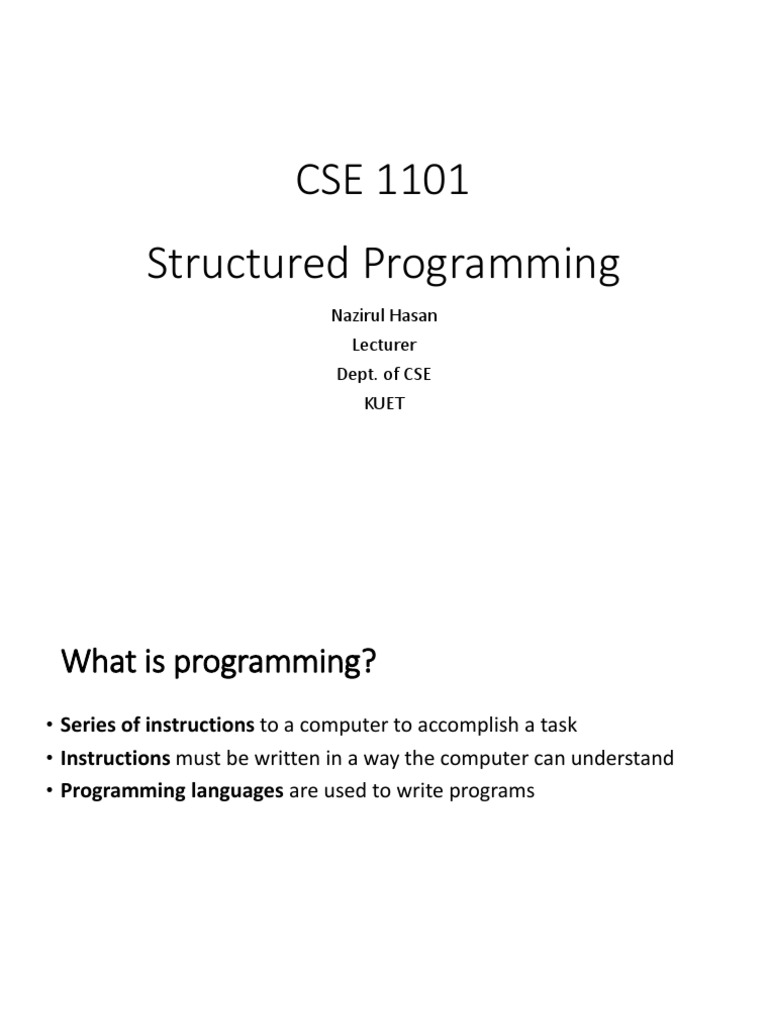 Structured Programming Theory L-01 | PDF | Computer Programming | Assembly Language