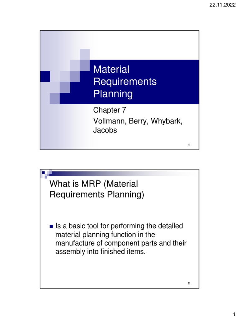 Understanding Material Requirements Planning (MRP): A Summary of Key ...