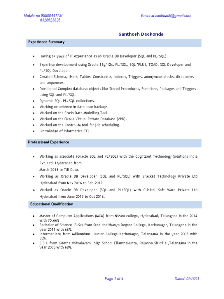 Santhosh | PDF | Pl/Sql | Databases