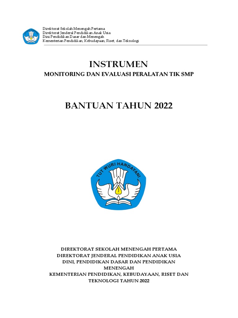 2022 - Instrumen Monev Bantuan Peralatan TIK SMP 2022 | PDF | Komputer