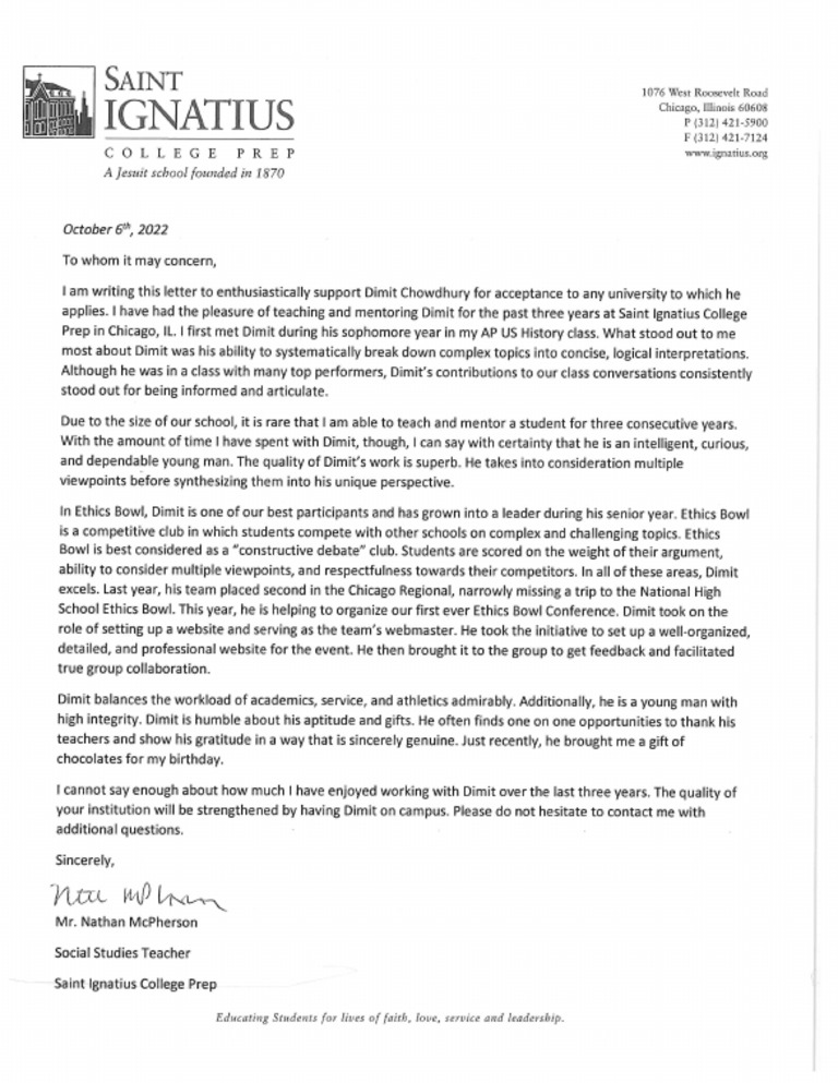 Sample Letter of Rec | PDF