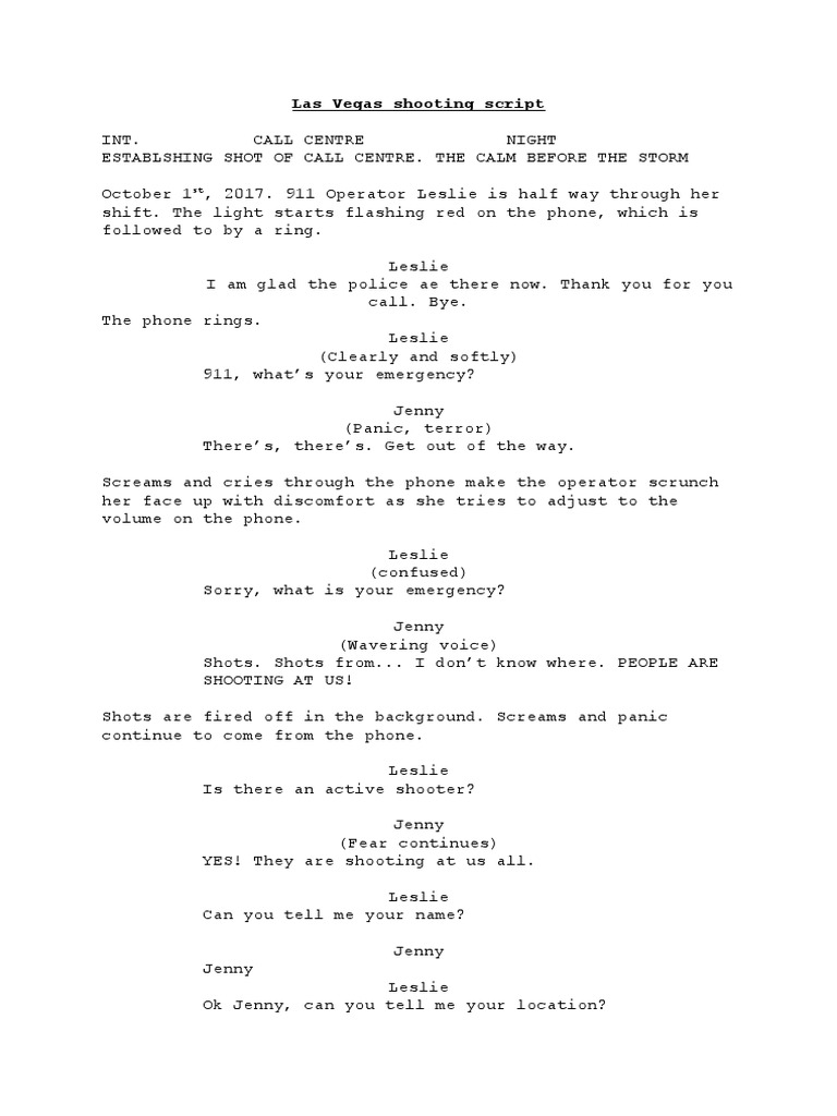 Las Vegas Shooting Script | PDF
