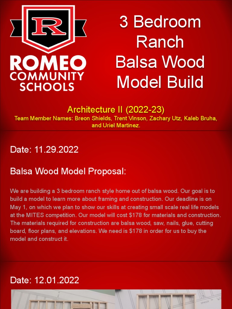 Balsa Wood Model Build - 3 Bedroom Ranch | PDF | Home & Garden